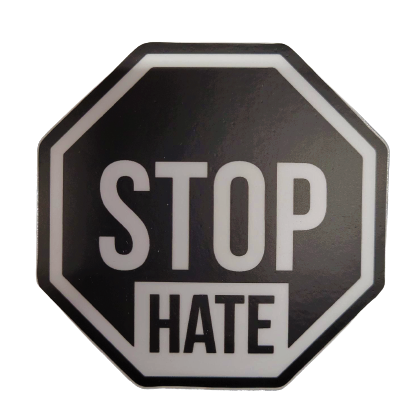 Blue Ribbon Lounge BLACK Stop Hate Sticker – Shopabernathys